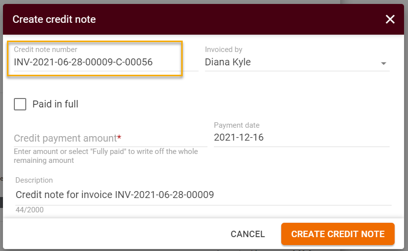 How to set Credit Notes numbering formula?
