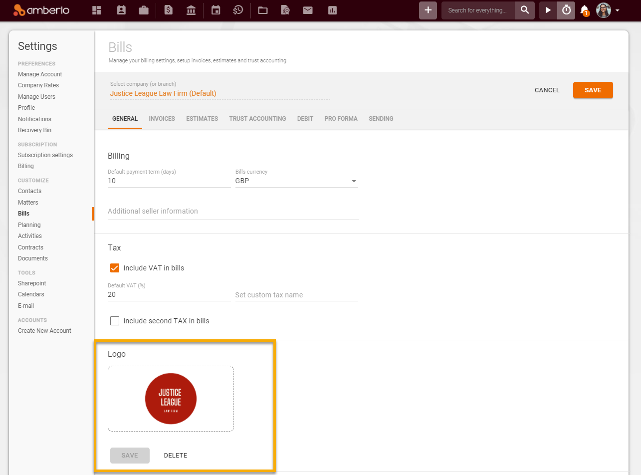 How to set General Bills Settings?
