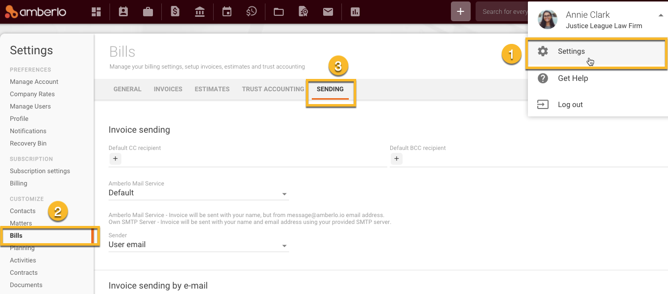 How To Set General Email Settings For Outgoing Bills?