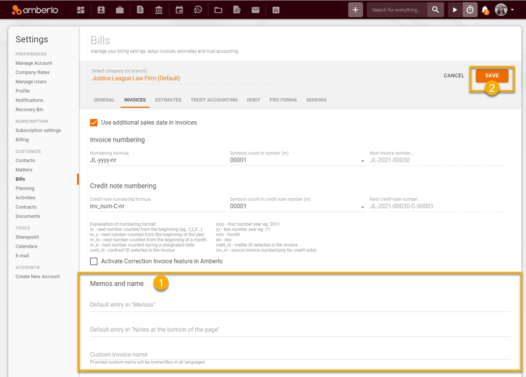 How to set Invoices Settings?