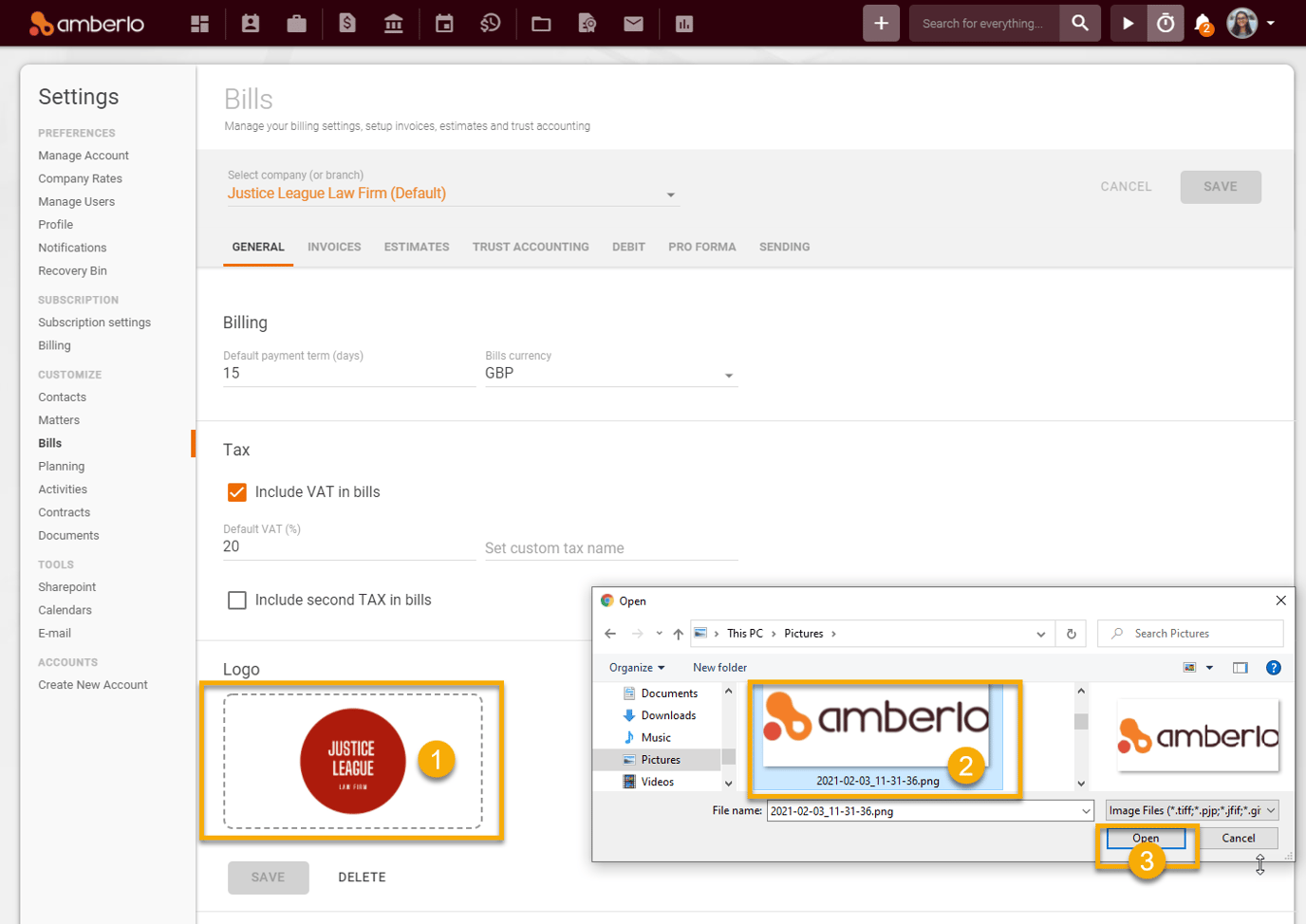 How to set a Logo for Bills?