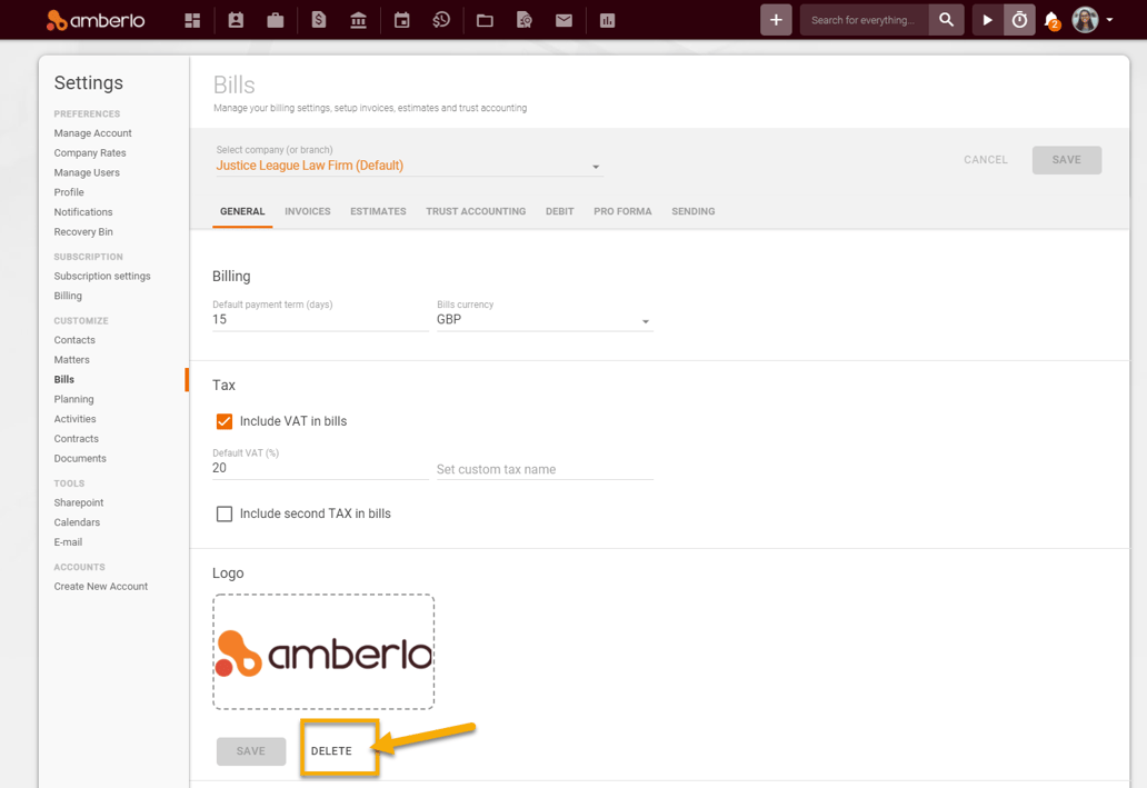 How to set a Logo for Bills?