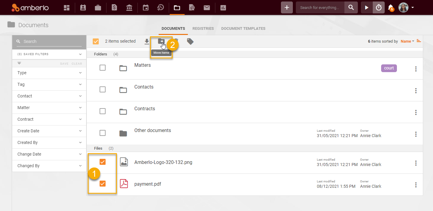 How to use bulk actions in Documents module?