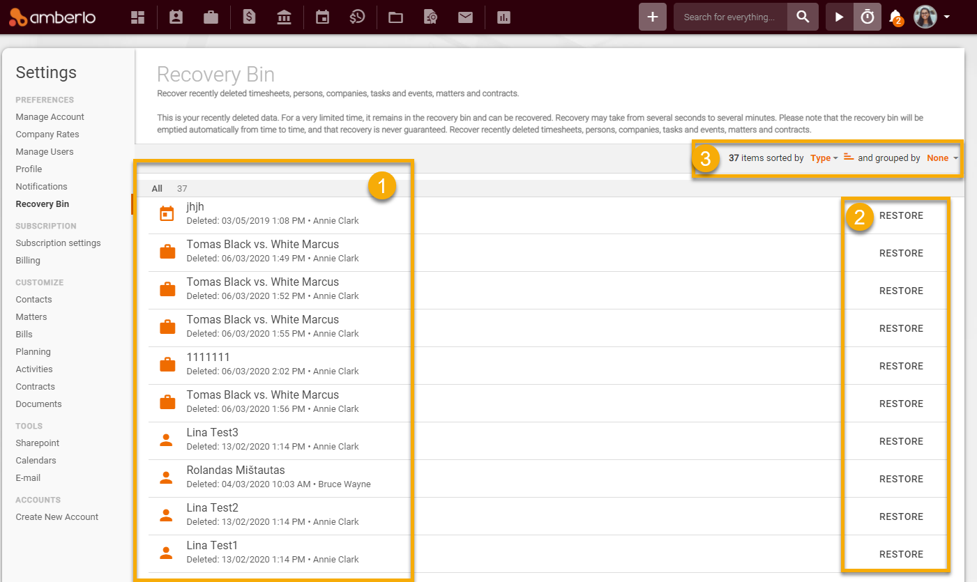 How to use Recovery Bin?