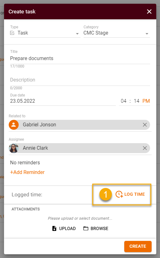 How to Log Time from Task or Event?