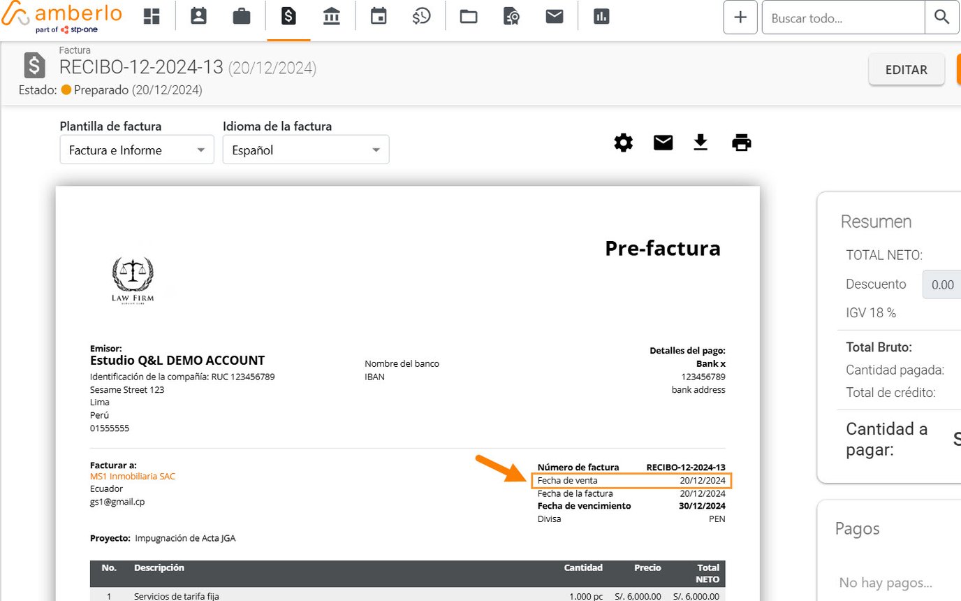 ¿Cómo activar o desactivar la función "Usar fecha de venta adicional en ...