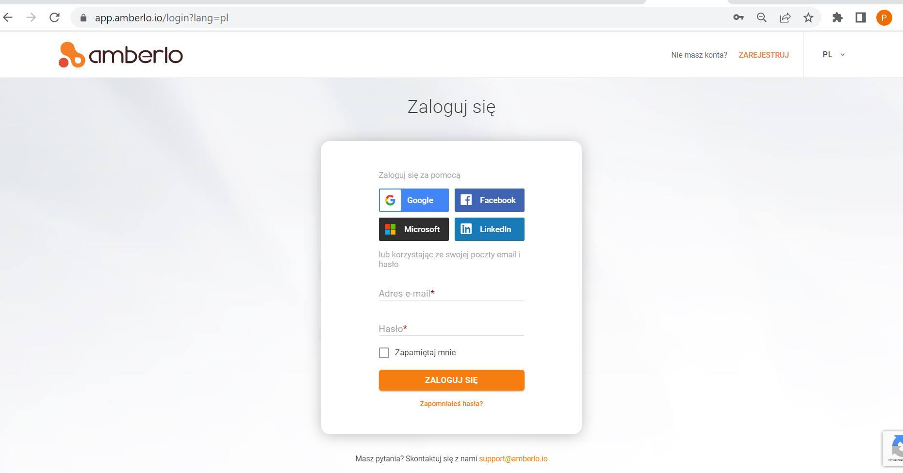 Jak zalogować się do Amberlo?