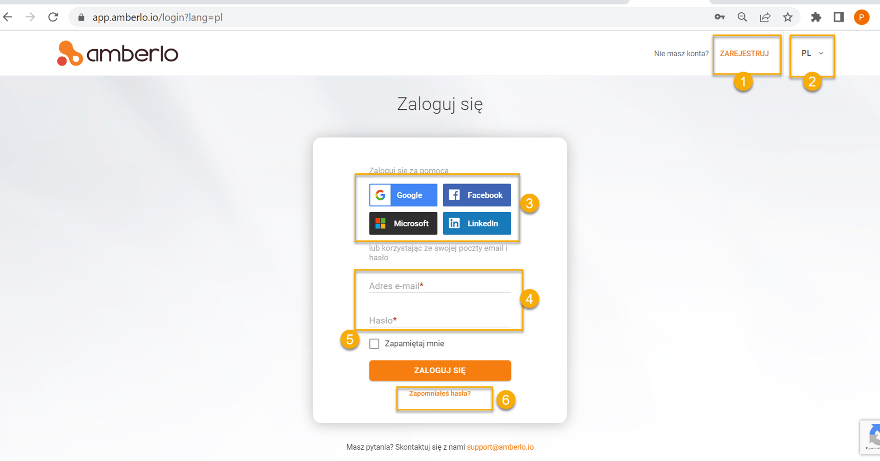Jak zalogować się do Amberlo?