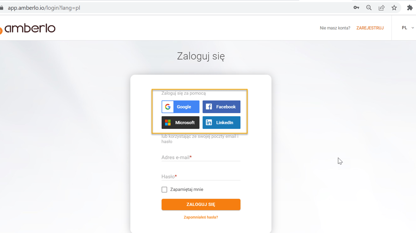 Jak zalogować się do Amberlo?